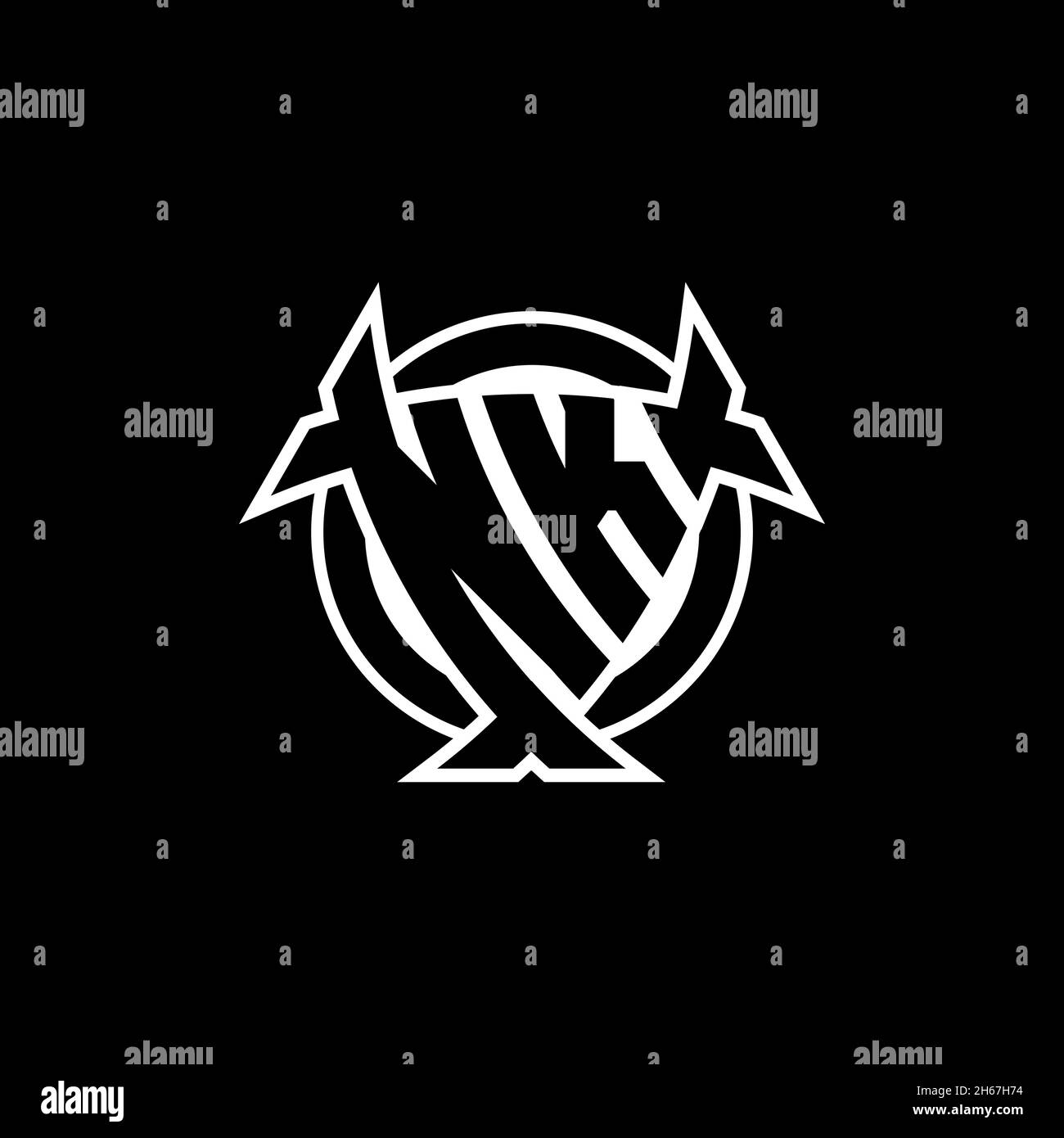 NK Monogram logo letter with triangle shield and circle shape style ...