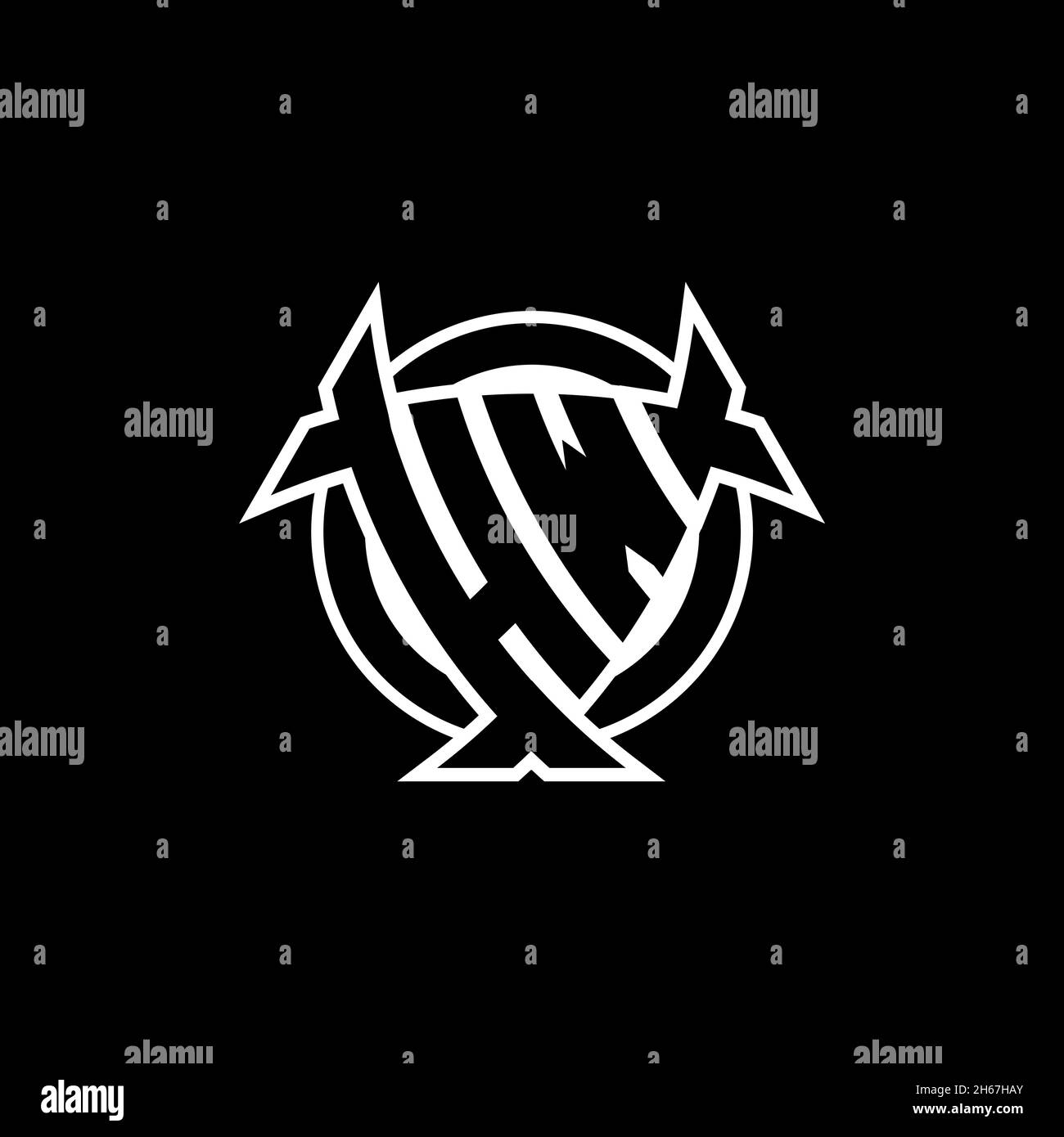 HW Monogram logo letter with triangle shield and circle shape style ...