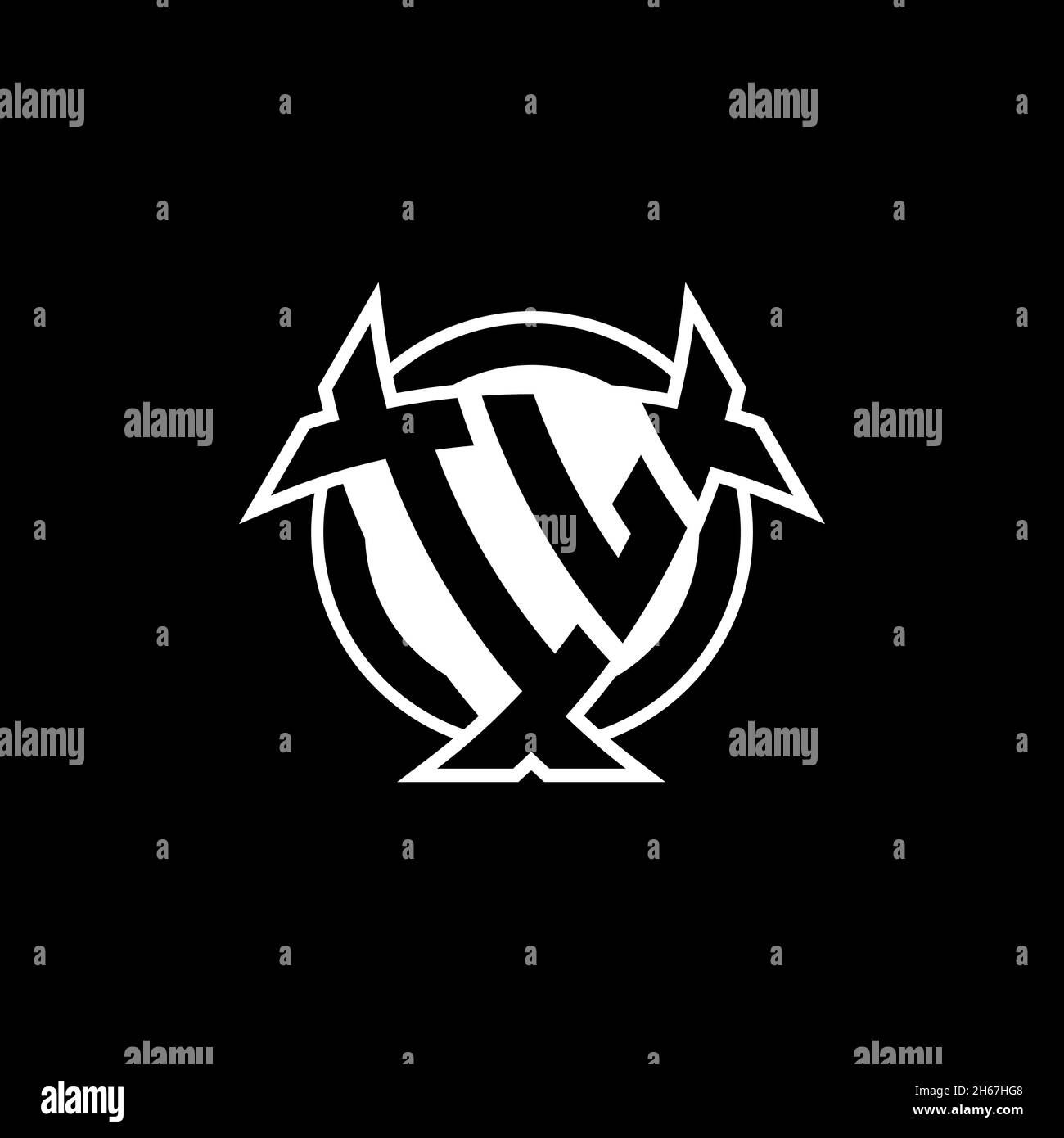 IL Monogram logo letter with triangle shield and circle shape style ...