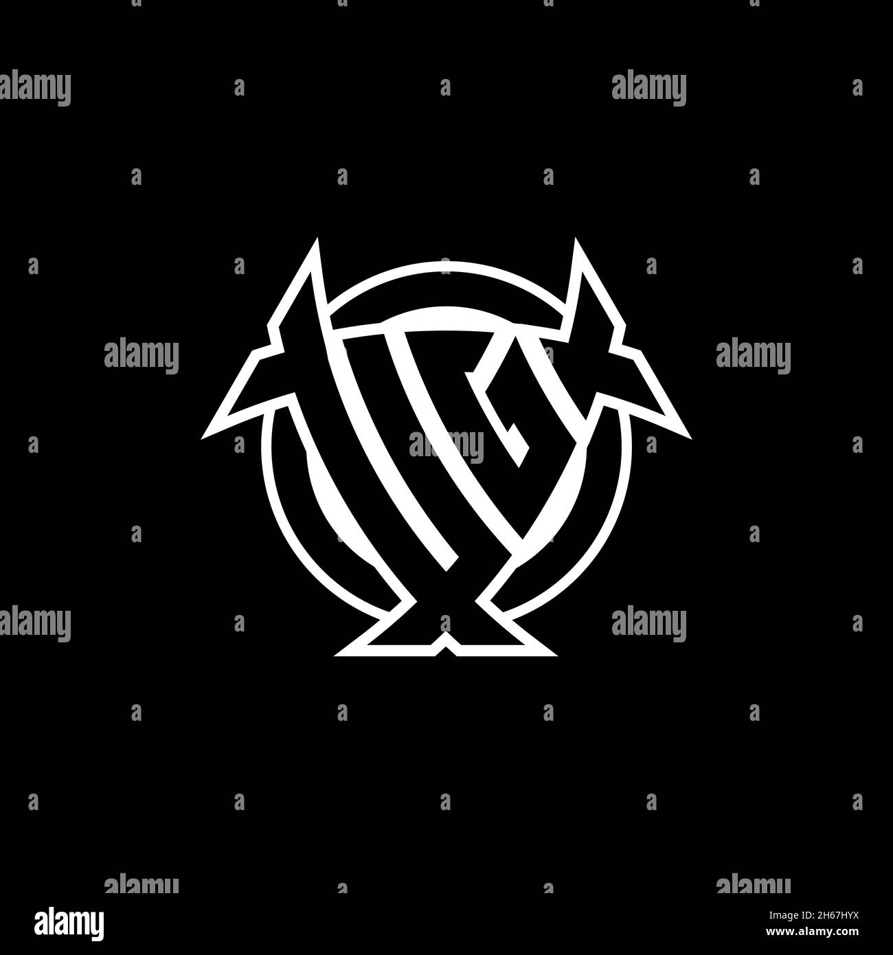 UG Monogram logo letter with triangle shield and circle shape style ...