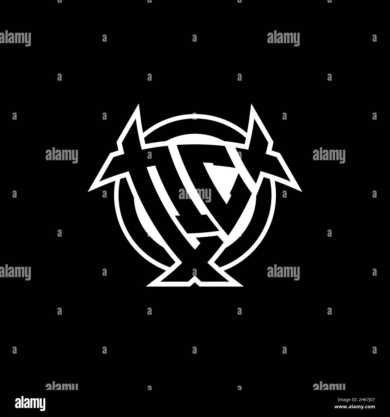 QC Monogram logo letter with triangle shield and circle shape style ...