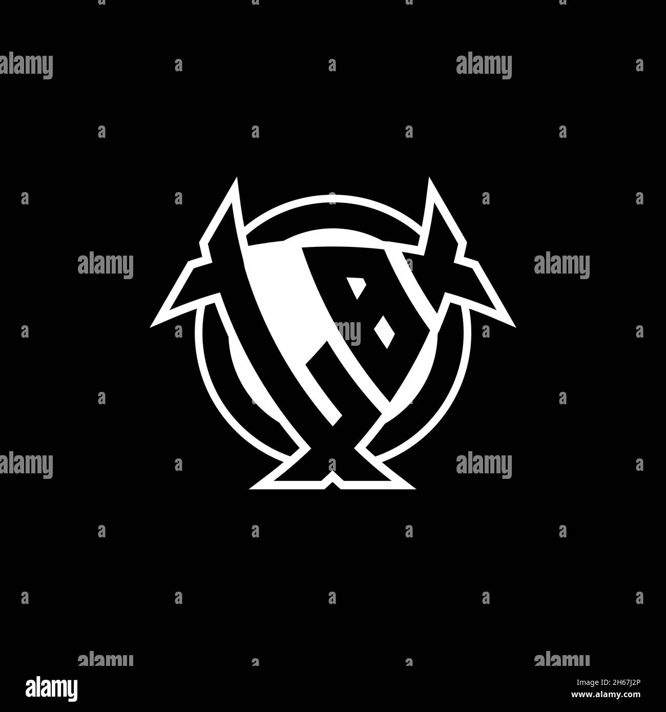 LB Monogram logo letter with triangle shield and circle shape style ...