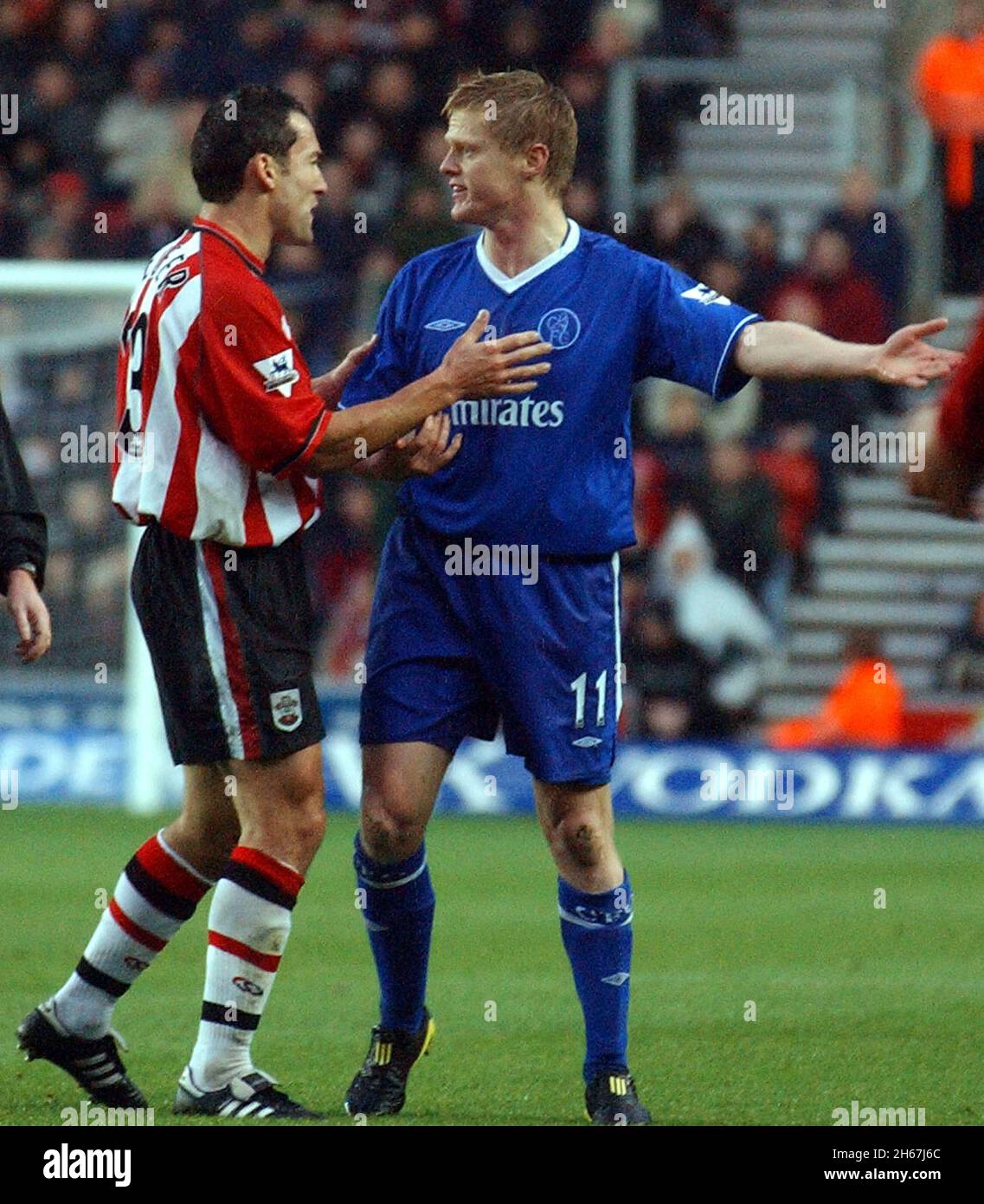 southampton v chelsea. 22-11-03 damian duff has a disagreement with ...