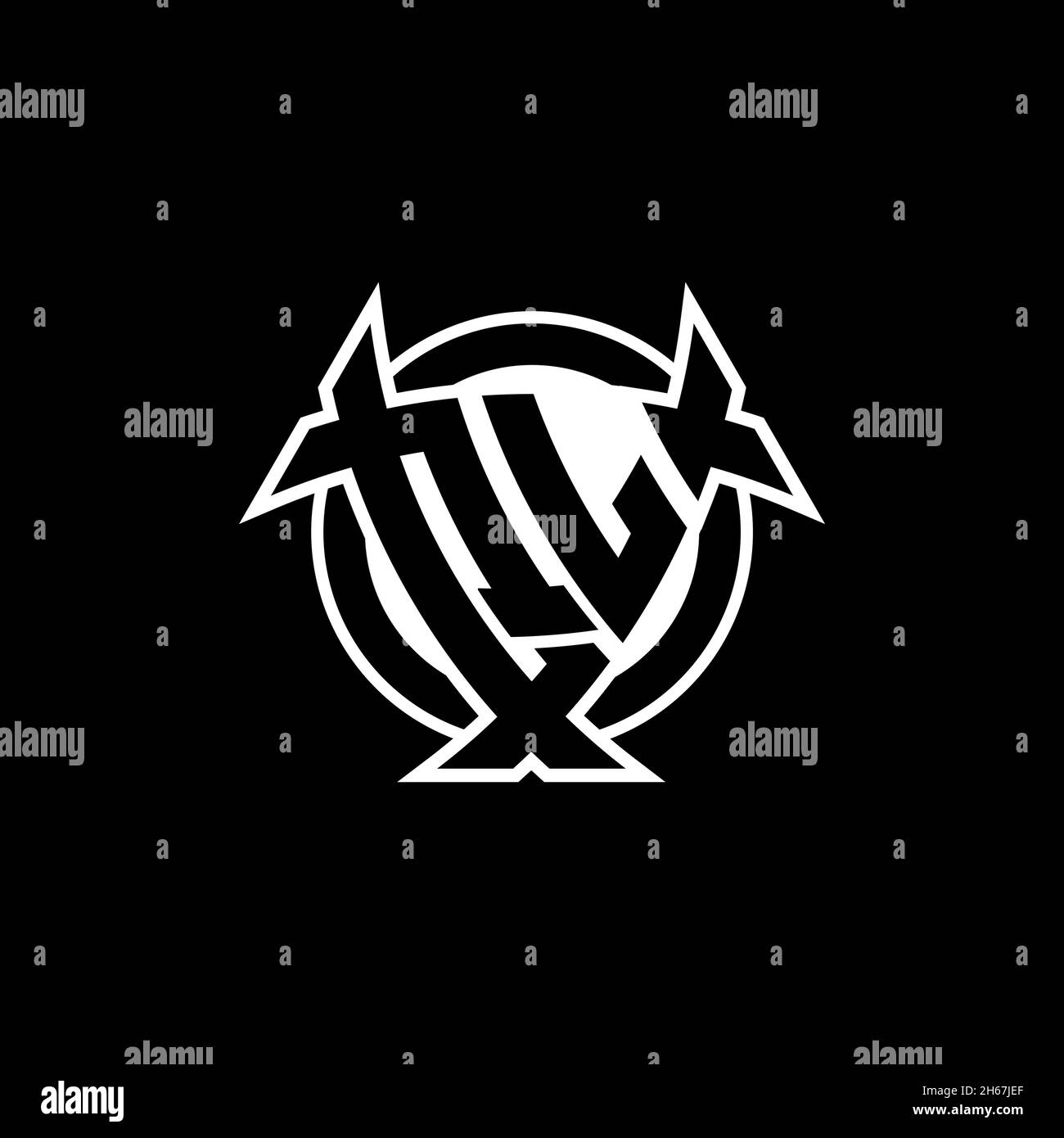 QL Monogram logo letter with triangle shield and circle shape style ...