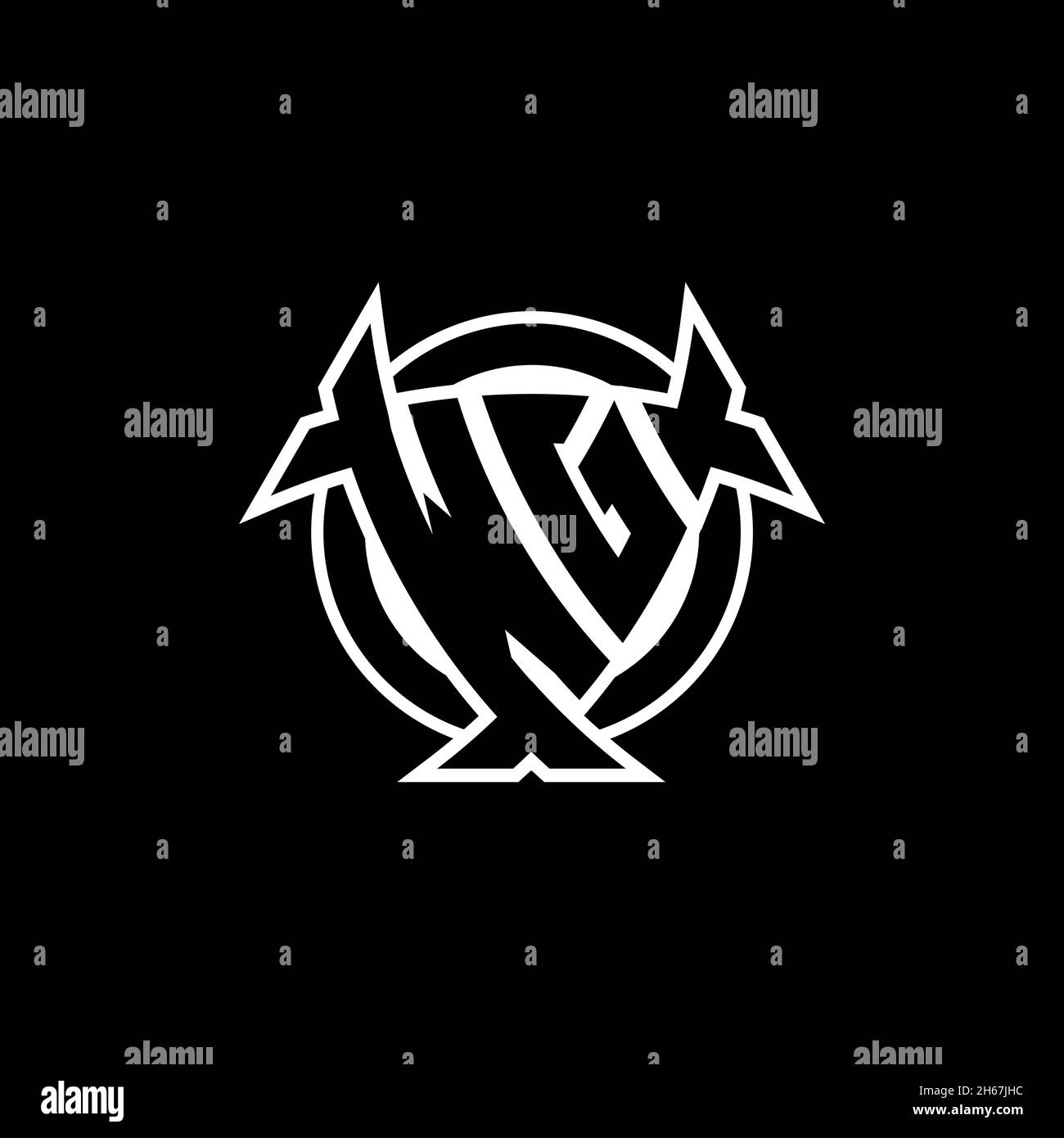 WG Monogram logo letter with triangle shield and circle shape style ...