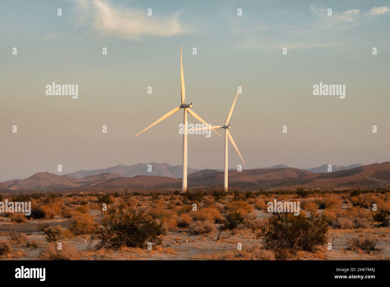 Two windmills in California landscape near Ocotillo Stock Photo - Alamy