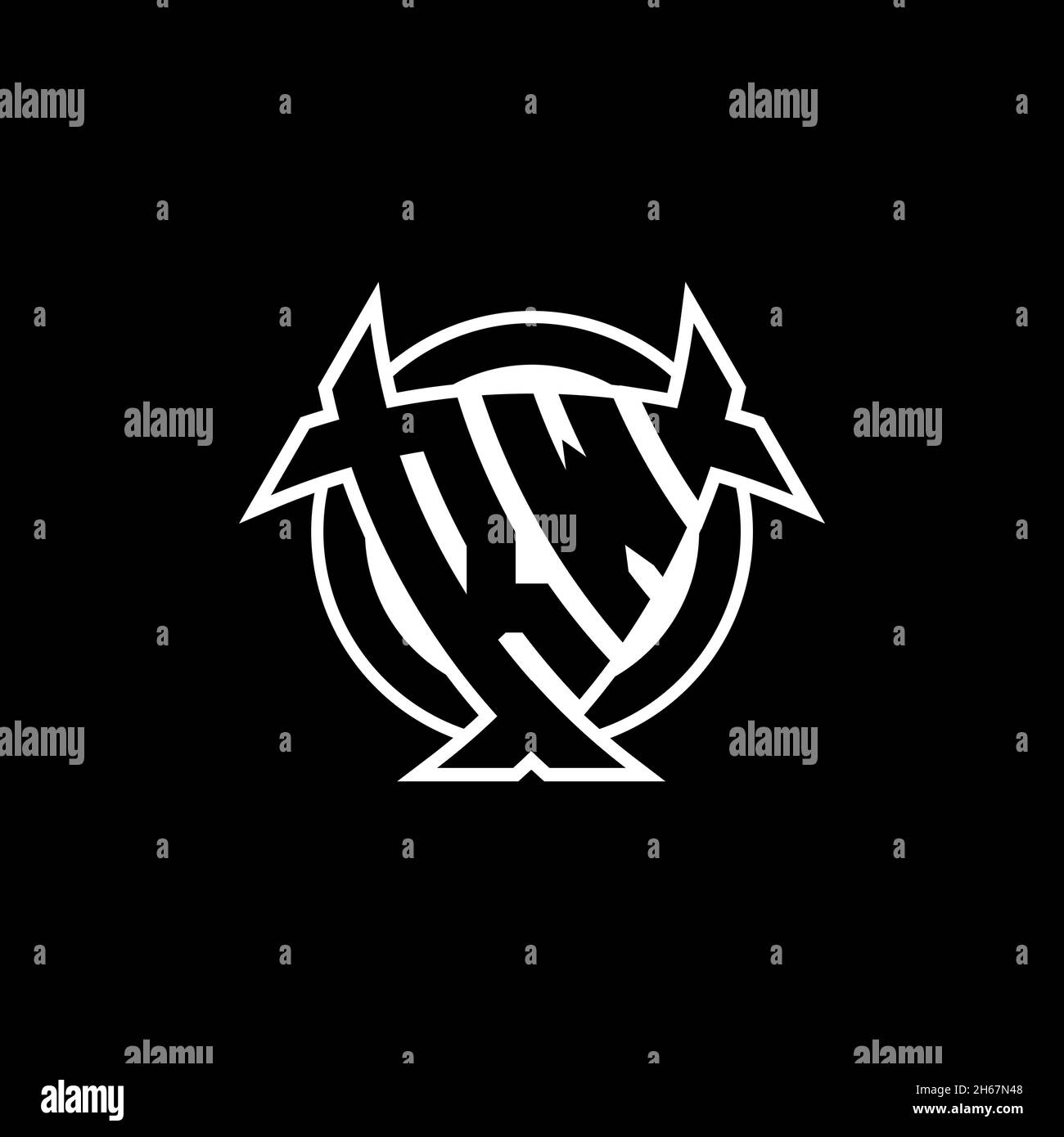 RW Monogram logo letter with triangle shield and circle shape style ...