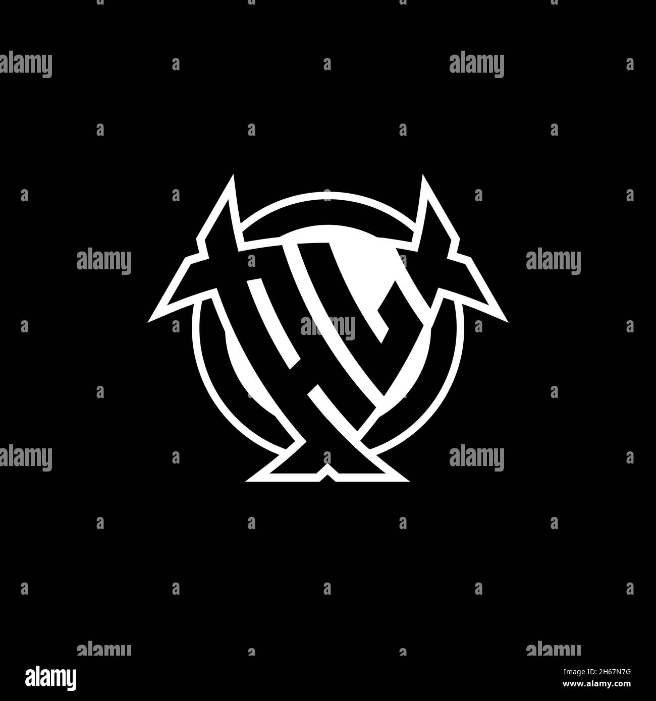 AL Monogram logo letter with triangle shield and circle shape style ...