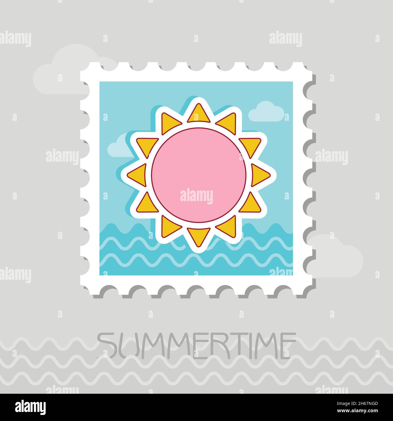 Sun flat stamp. Beach. Summer. Summertime. Vacation, eps 10 Stock ...