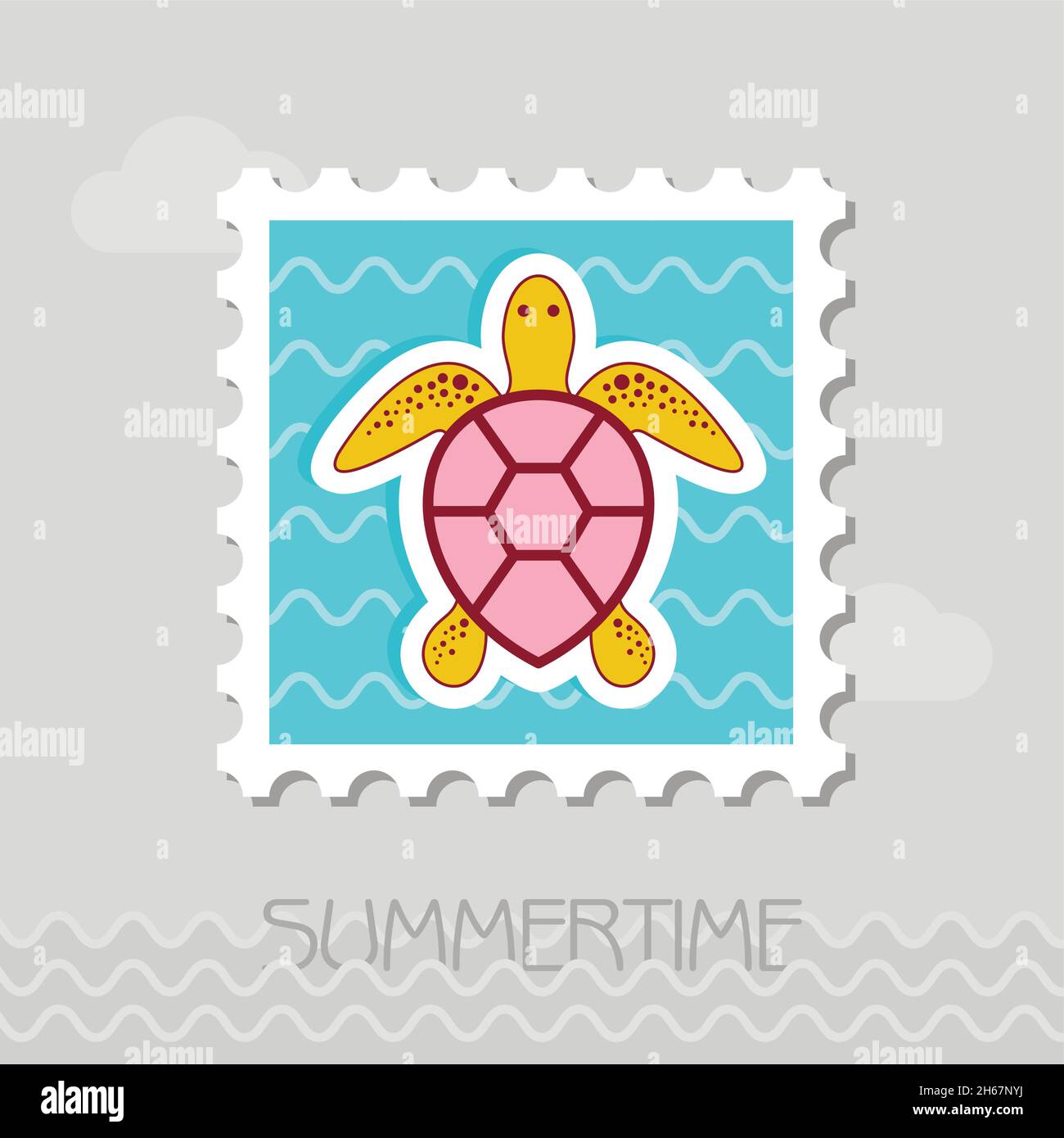 Sea turtle vector stamp. Beach. Summer. Summertime. Holiday. Vacation ...