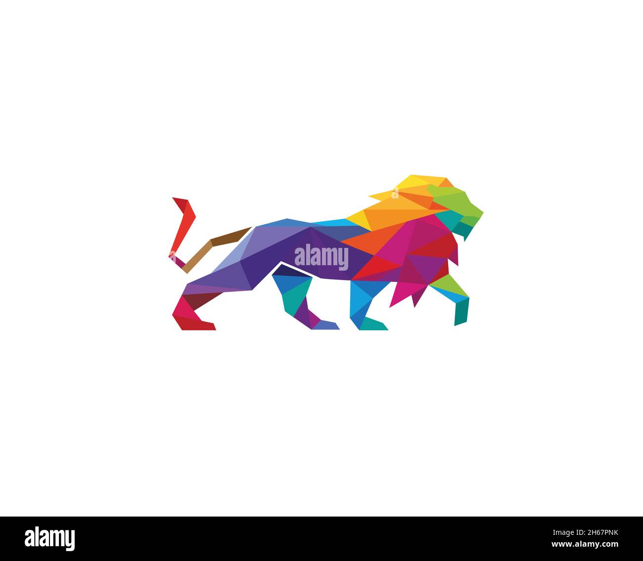 polygonal walking lion logo vector symbol Icon sign Illustration Stock ...