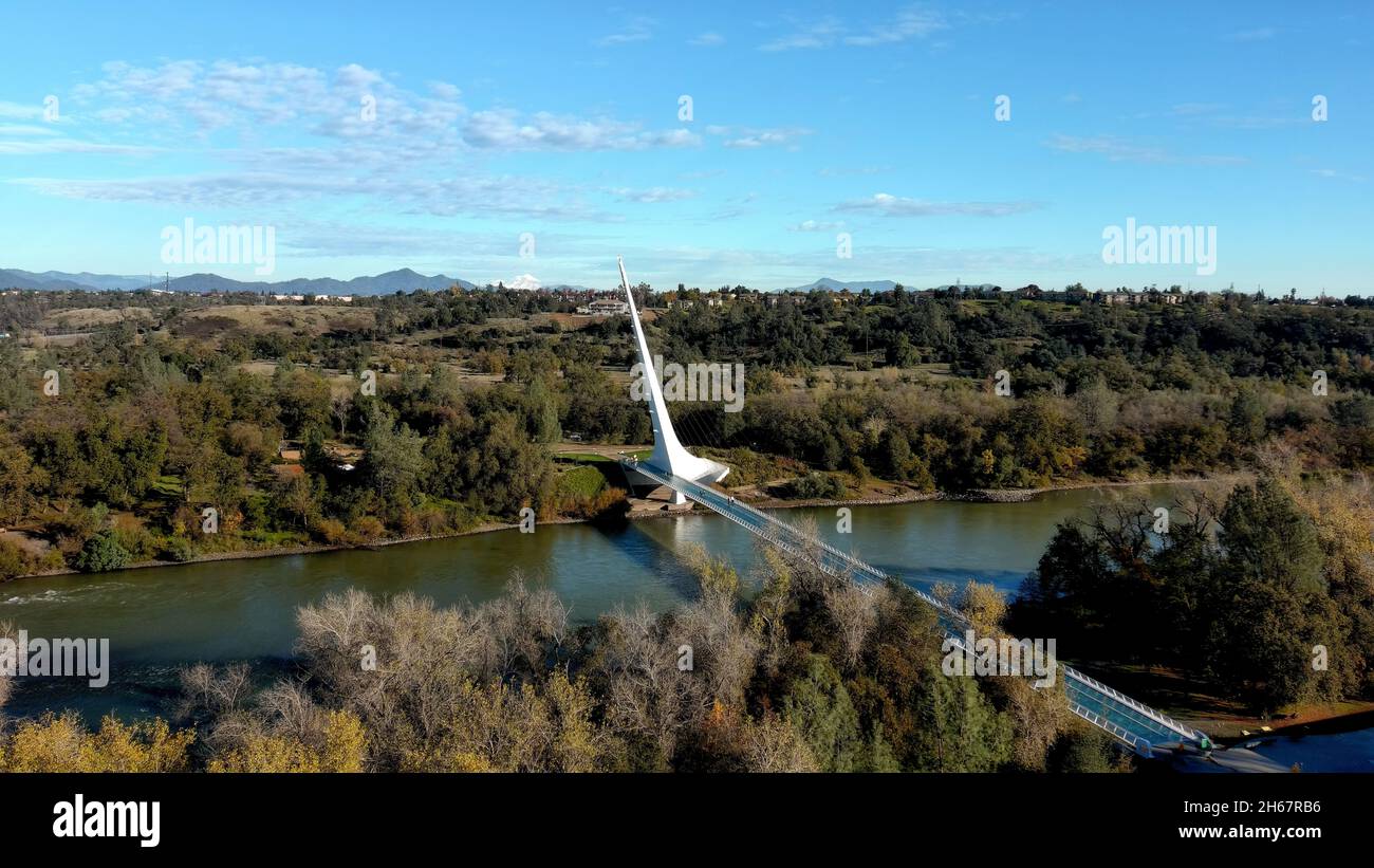 Santiago calatrava design pedestrian bridge crossing hi-res stock ...