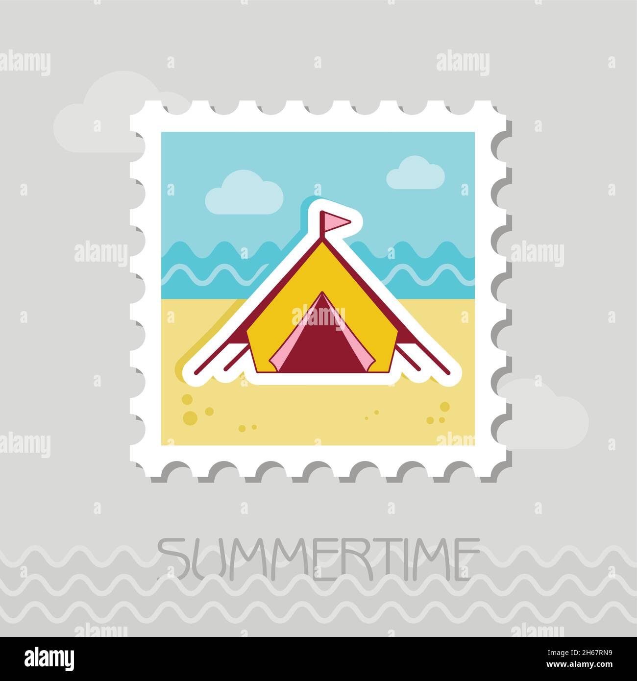 Tent flat stamp. Beach. Summer. Summertime. Vacation, eps 10 Stock ...