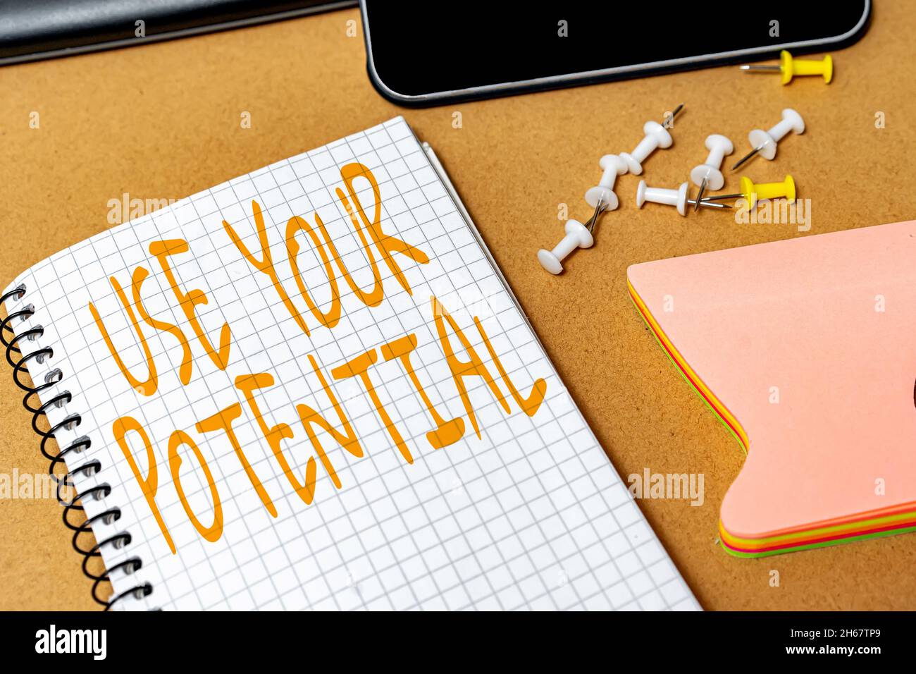 Text caption presenting Use Your Potential. Business idea achieve as ...