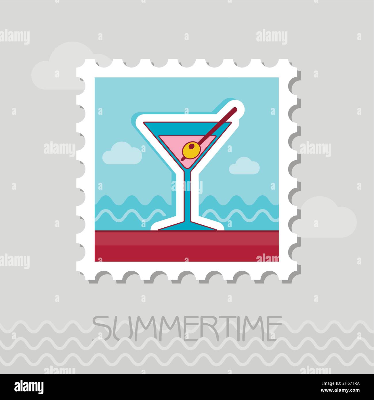 Martini. Cocktail vector stamp. Beach. Summer. Summertime. Holiday ...
