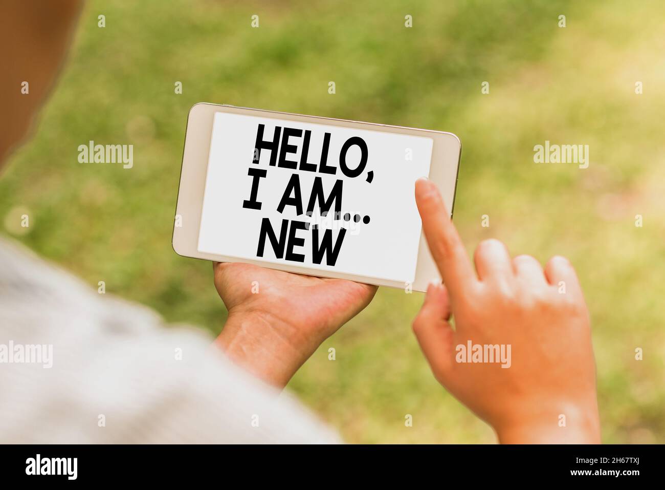 Conceptual display Hello I Am New. Business idea used greeting or begin ...