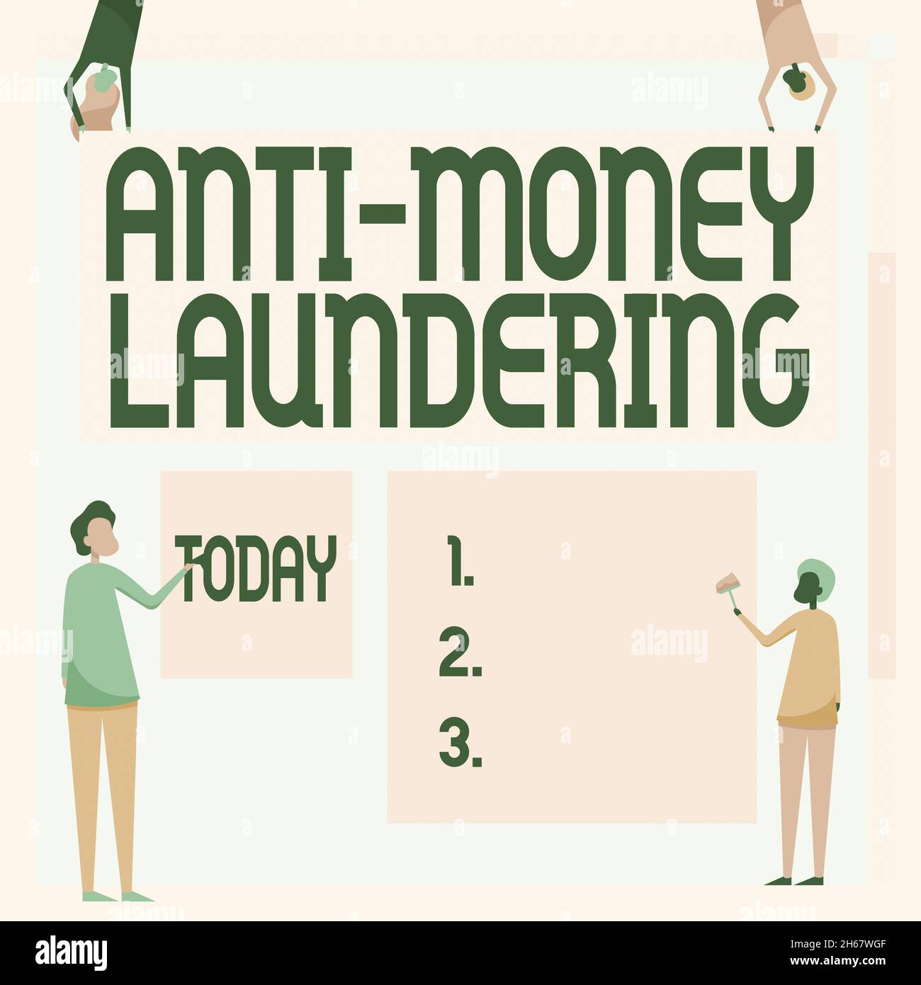 Conceptual display Anti Money Laundering. Business overview regulations ...