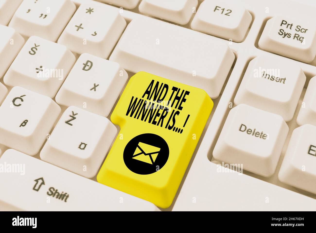 Text caption presenting And The Winner Is. Conceptual photo announcing ...