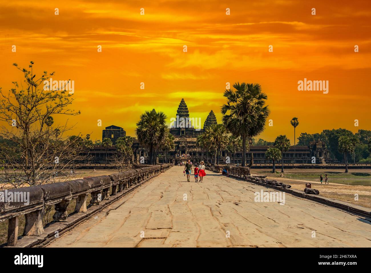 Sunrise view of popular tourist attraction ancient temple complex ...