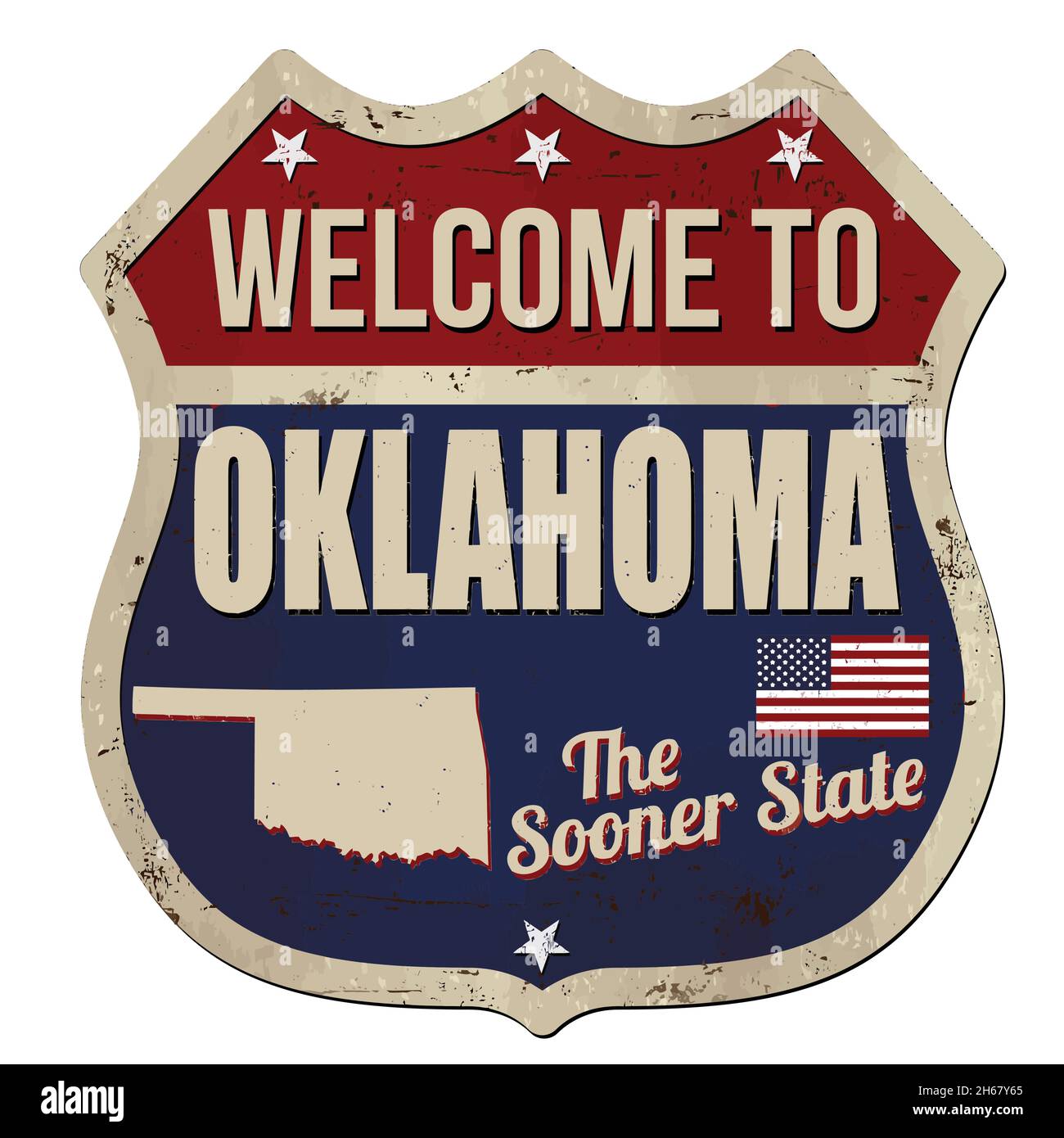 Welcome to Oklahoma vintage rusty metal sign on a white background ...