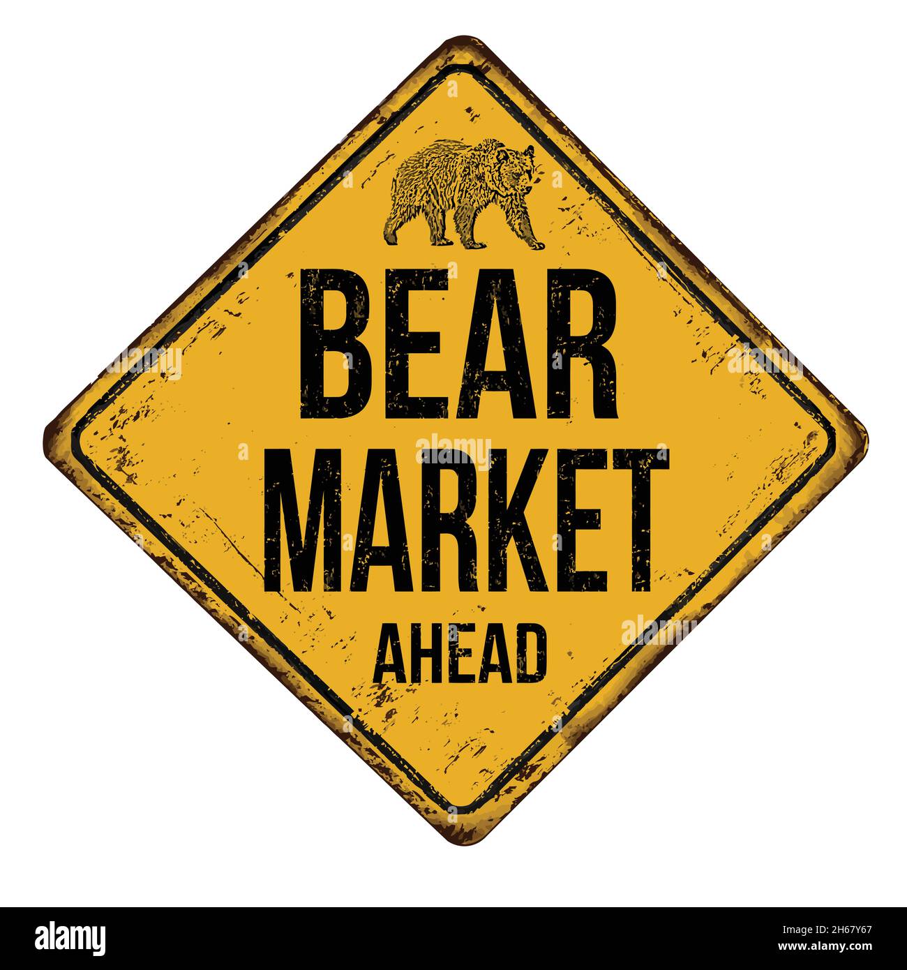 Bear market vintage rusty metal sign on a white background, vector ...
