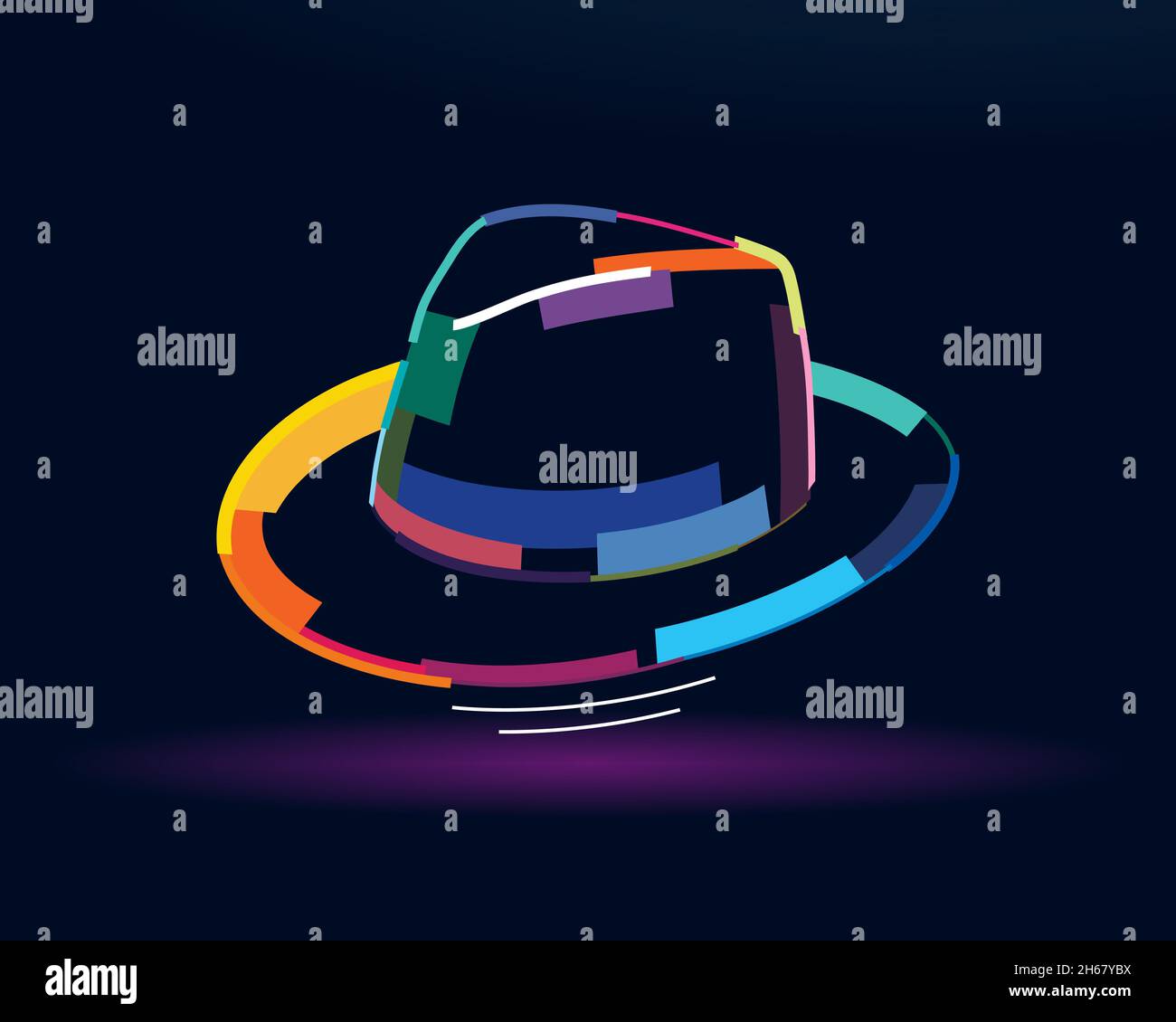 Men wide brimmed high crowned sable fedora hat, hat man, abstract ...