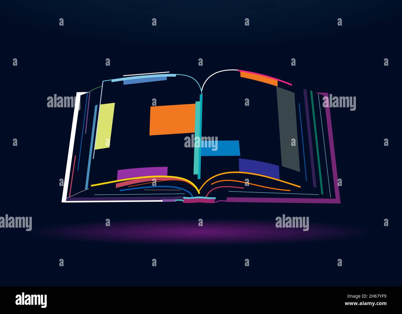 Open book, abstract, colorful drawing. Vector illustration of paints ...