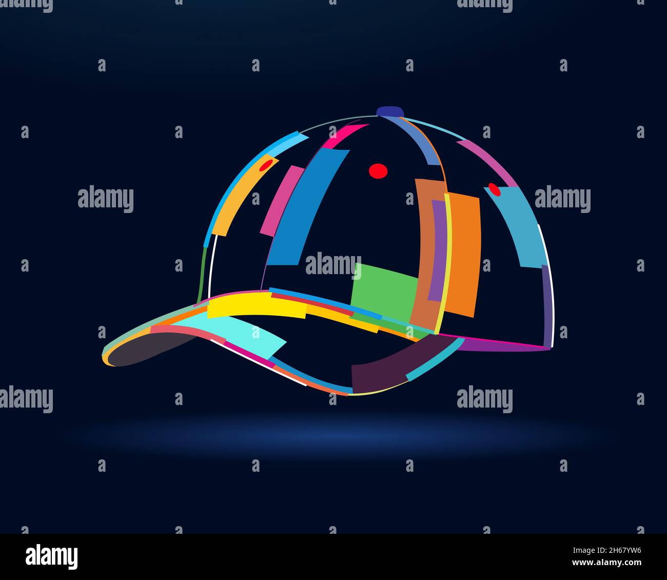 Baseball cap, abstract, colorful drawing, digital graphics. Vector ...