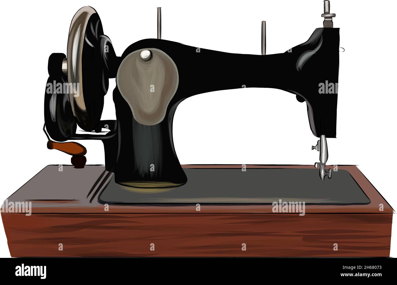 Sewing machine from multicolored paints. Splash of watercolor, colored ...
