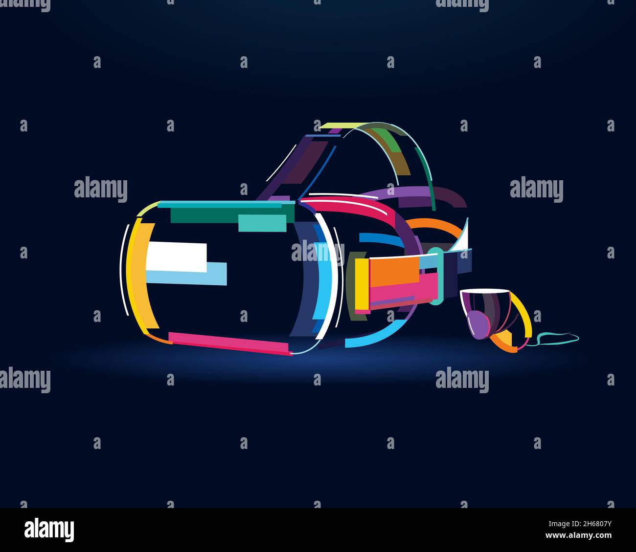 Virtual reality helmet, abstract, colorful drawing, digital graphics ...