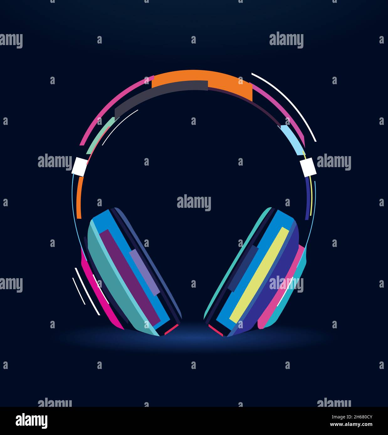 Headphones from multicolored paints, abstract, colorful drawing ...