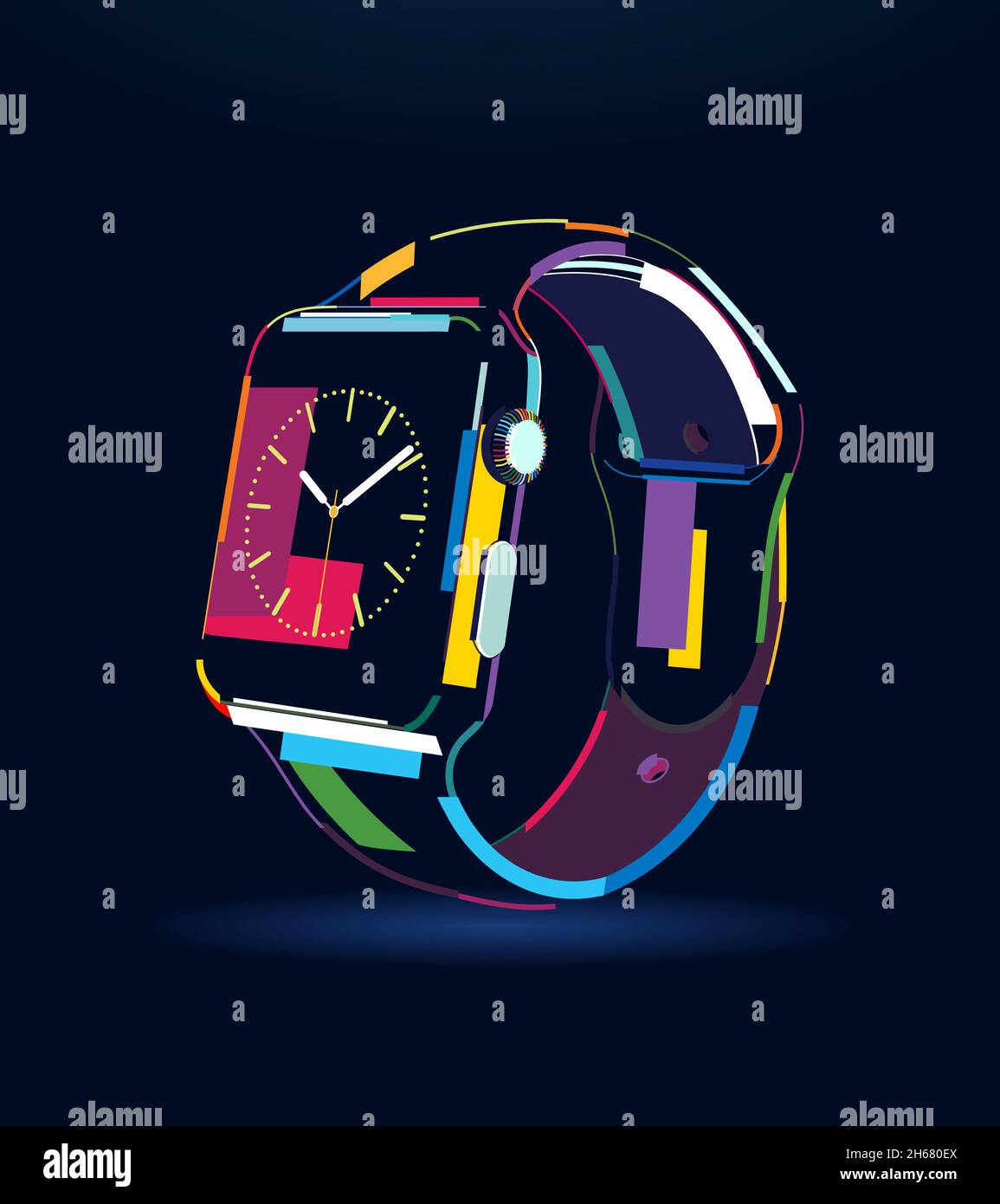 Smart watch, abstract, colorful drawing. Vector illustration of paints ...