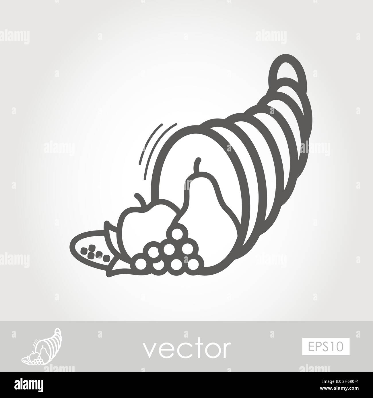 Autumn cornucopia, horn of plenty outline icon. Harvest. Thanksgiving ...