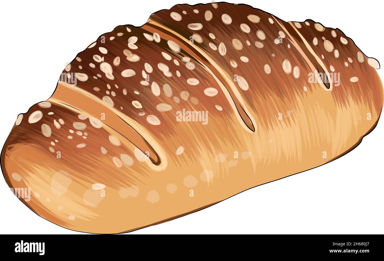 Loaf of bread, whole bread from multicolored paints. Splash of ...