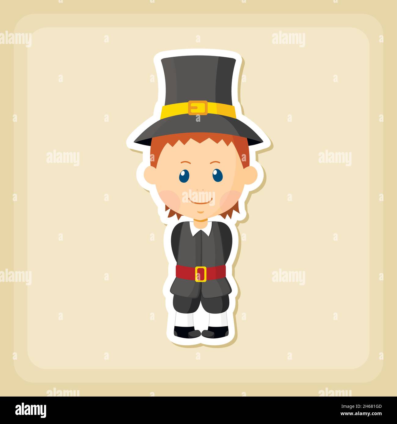 American Pilgrim children icon, Thanksgiving day, eps 10 Stock Vector ...