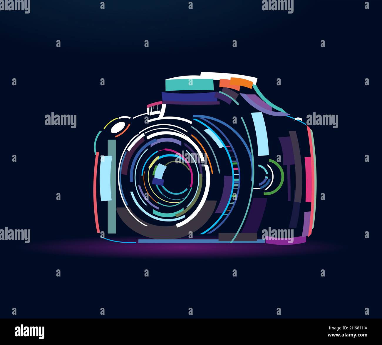 Photo camera, abstract, colorful drawing, digital graphics. Vector ...