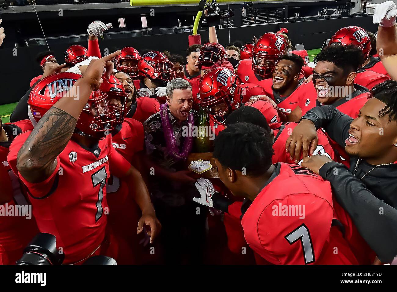 Las Vegas, Nevada, USA. 13th Nov, 2021. UNLV Rebels players celebrated ...