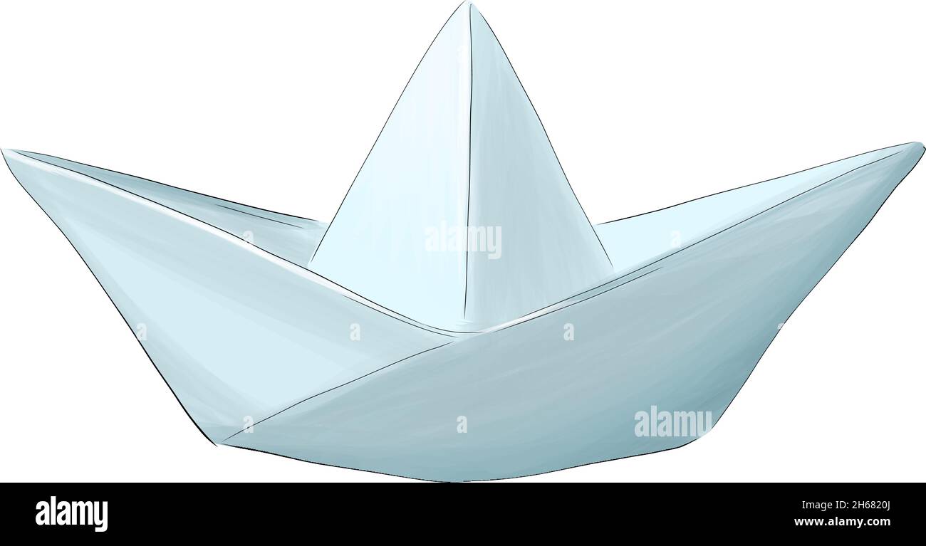 Folding paper boat from multicolored paints. Splash of watercolor ...