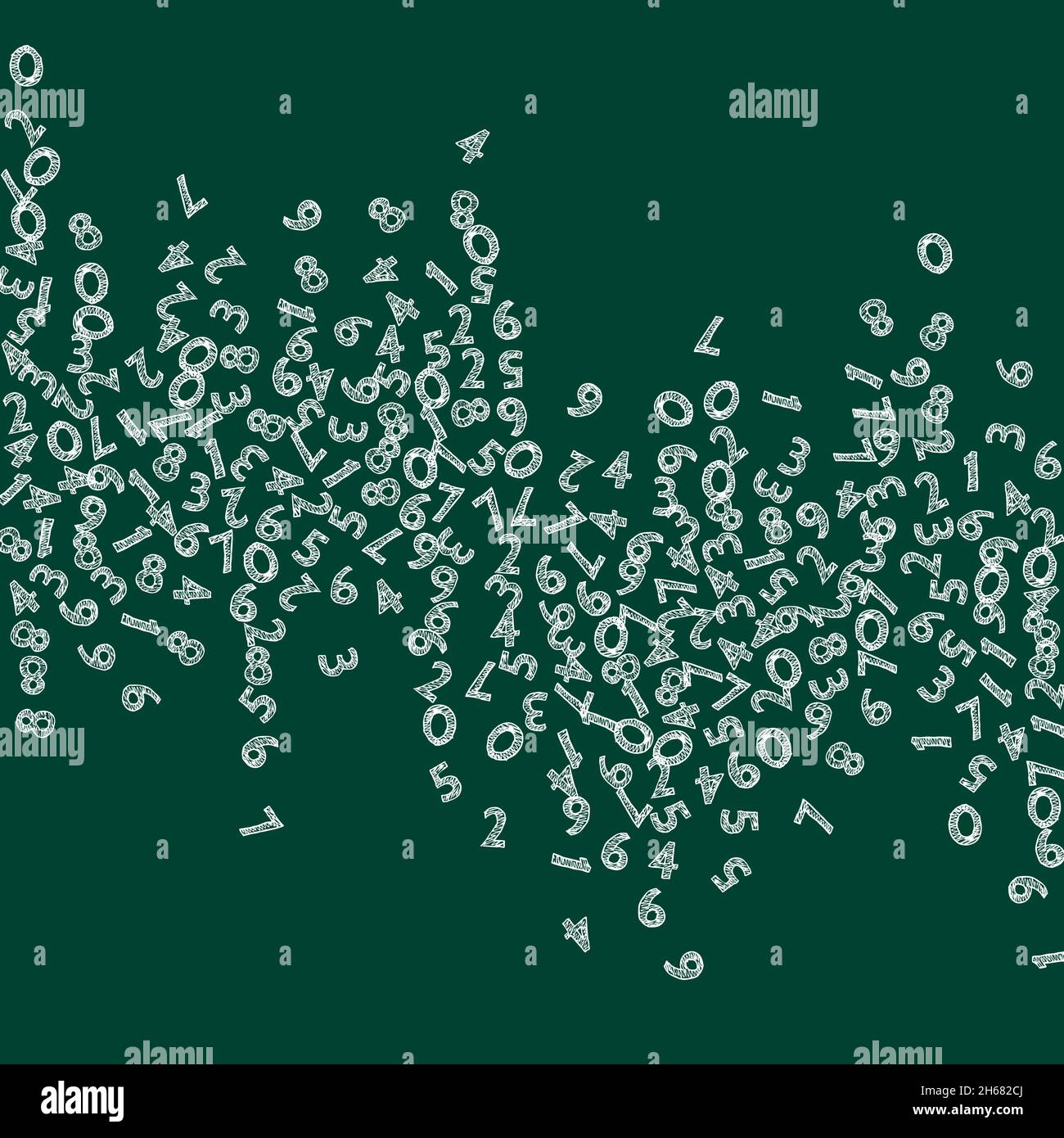 Falling handdrawn chalk numbers. Math study concept with flying digits ...