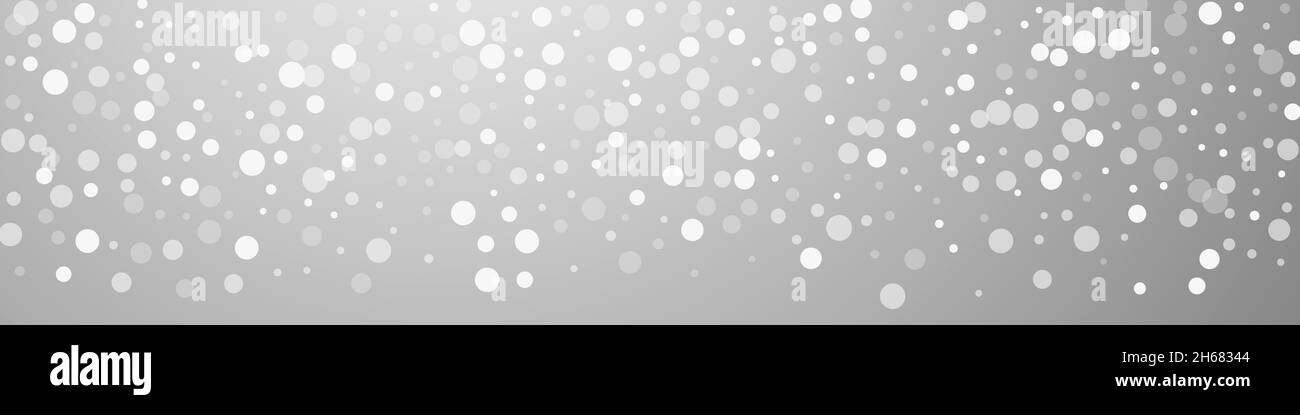 White dots Christmas background. Subtle flying snow flakes and stars on ...