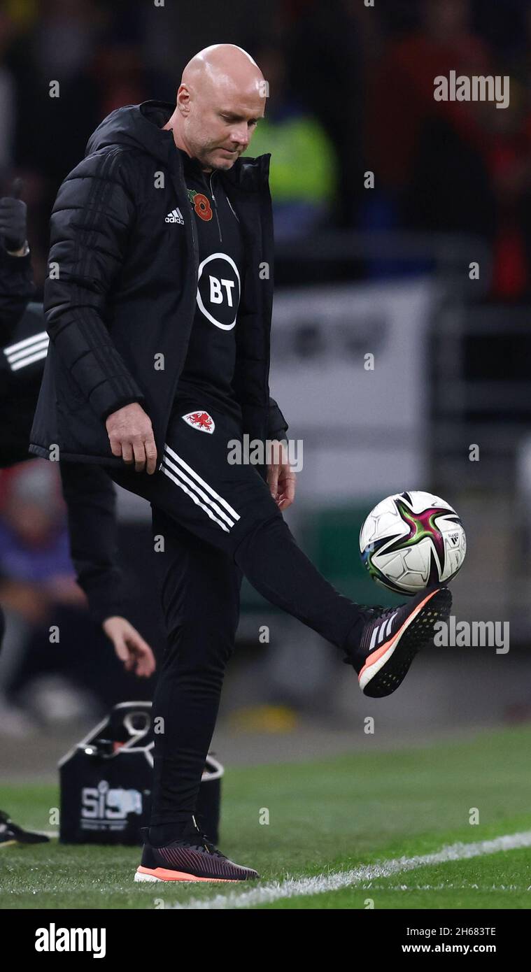 Cardiff, Wales, 13th November 2021. Rob Page manager of Wales during ...