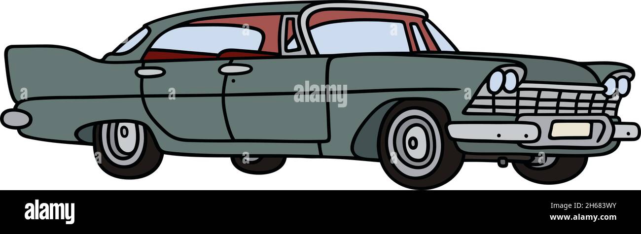 The vectorized hand drawing of an old big american car Stock Vector ...