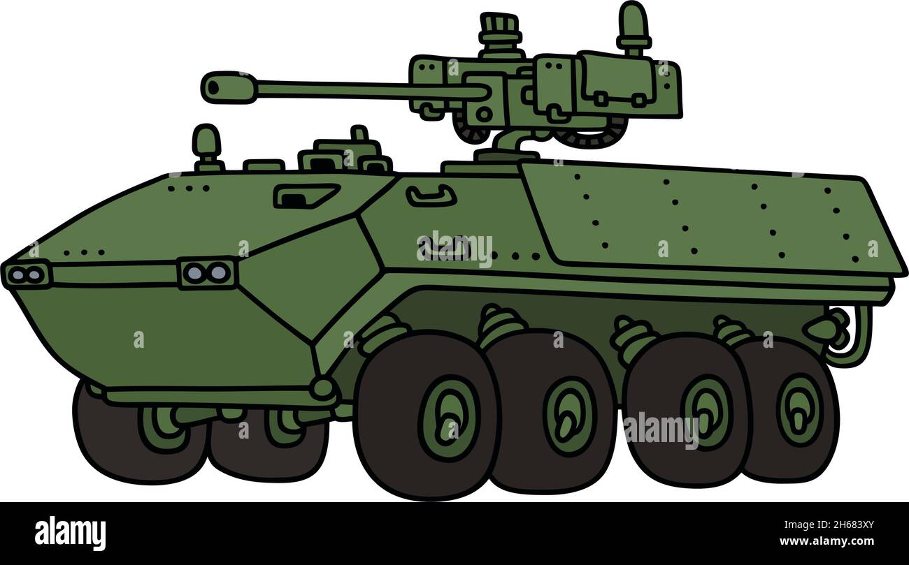 The vectorized hand drawing of a military armored carrier Stock Vector ...