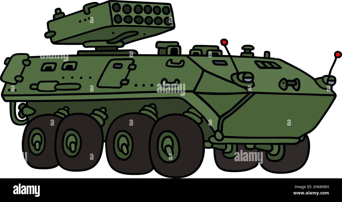 The vectorized hand drawing of a military armored carrier Stock Vector ...