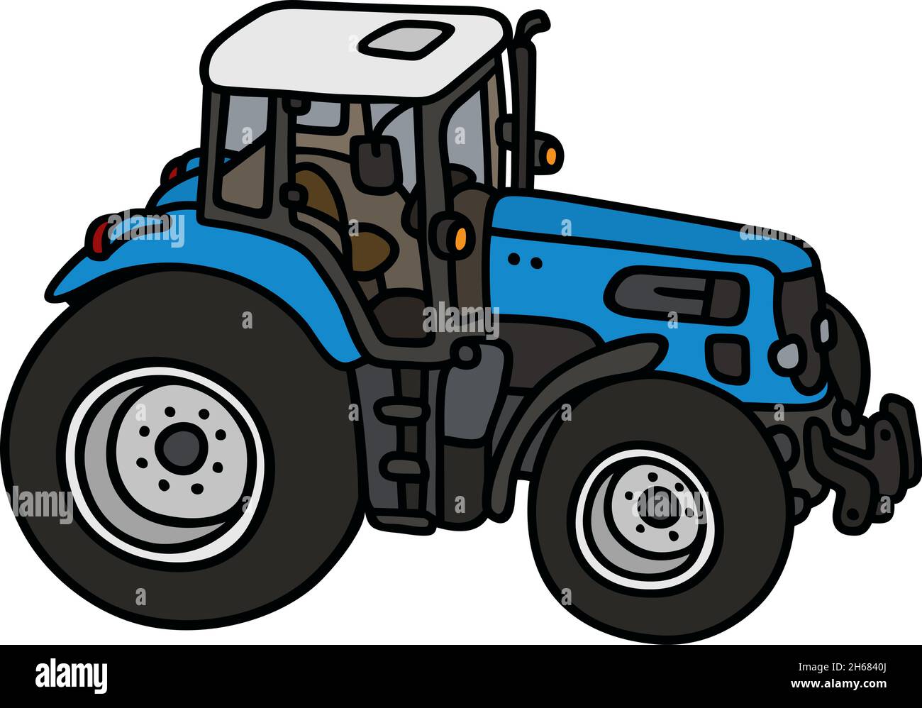The vectorized hand drawing of a blue tractor Stock Vector Image & Art ...