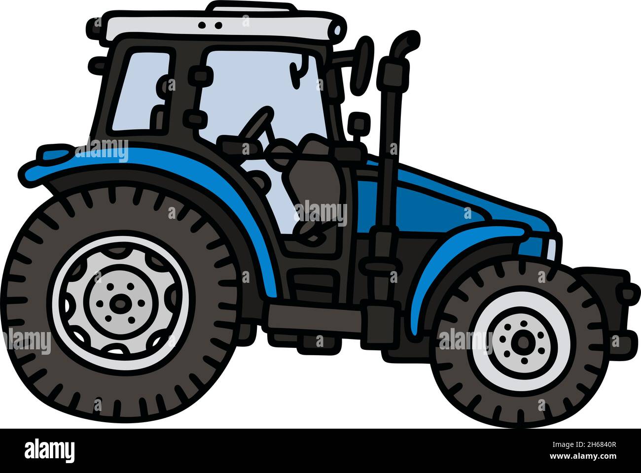 The vectorized hand drawing of a blue tractor Stock Vector Image & Art ...
