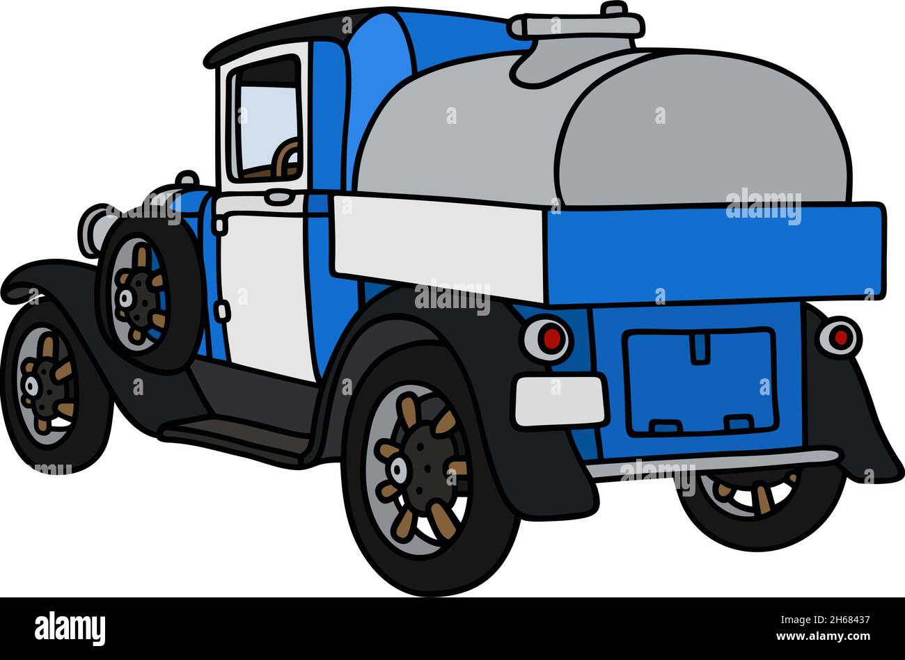 The vectorized hand drawing of a vintage dairy tank truck Stock Vector ...