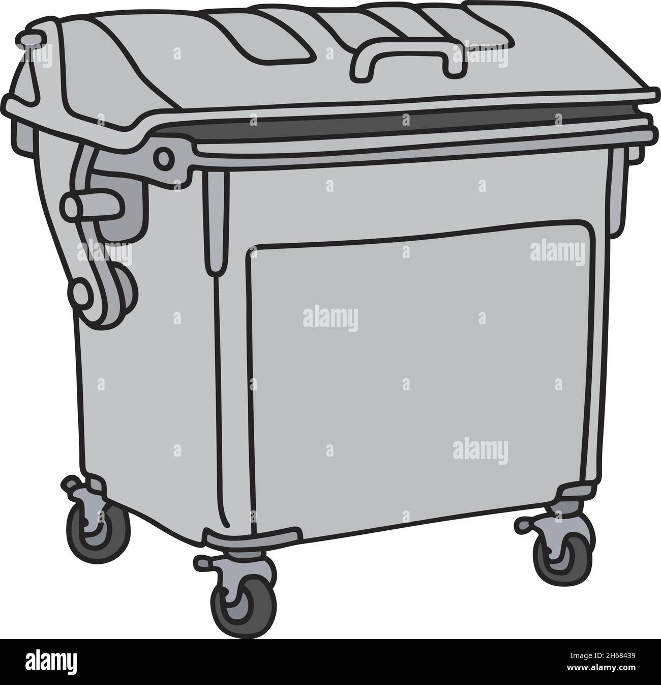 The vectorized hand drawing of a steel garbage container Stock Vector ...