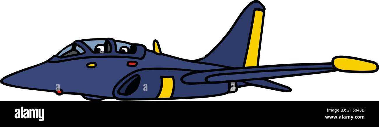 The vectorized hand drawing of a blue jet aircraft Stock Vector Image ...