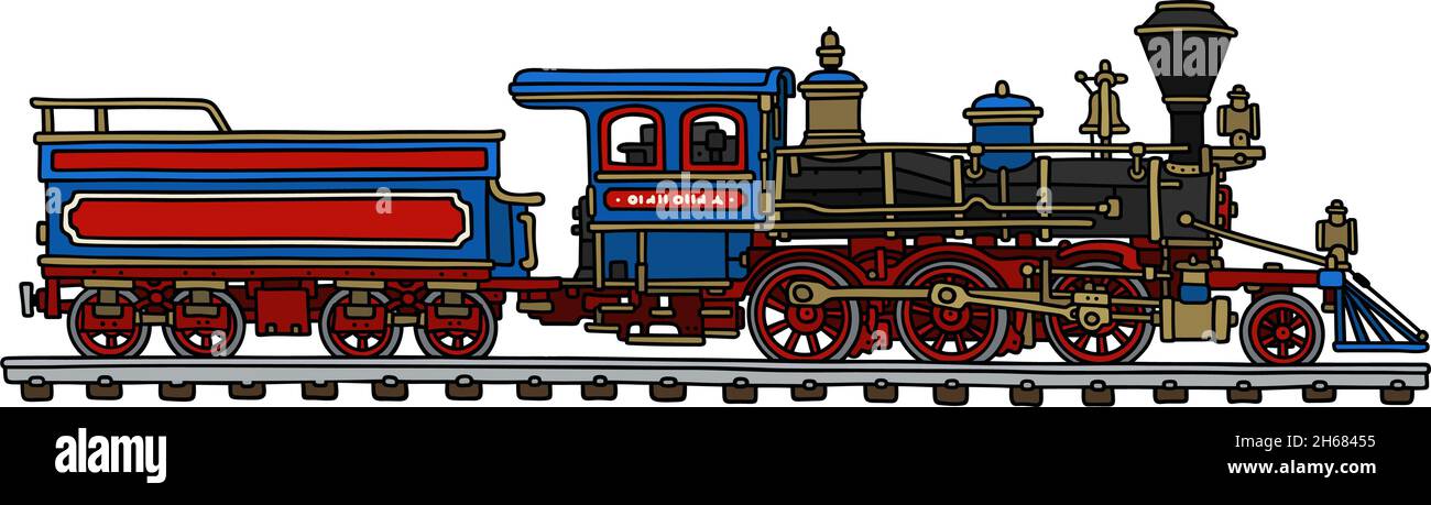 The vectorized hand drawing of an old american steam locomotive Stock Vector Image & Art - Alamy